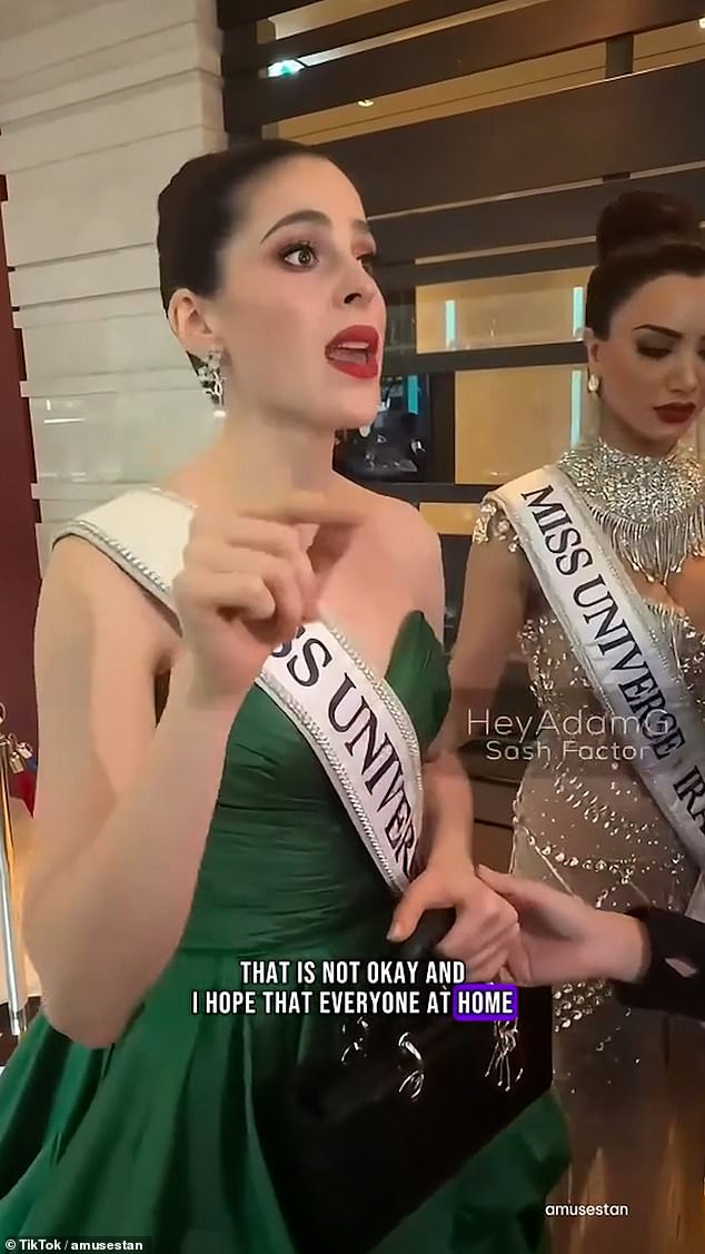 Moment Ukrainian beauty queen takes a tumble while being introduced on ...