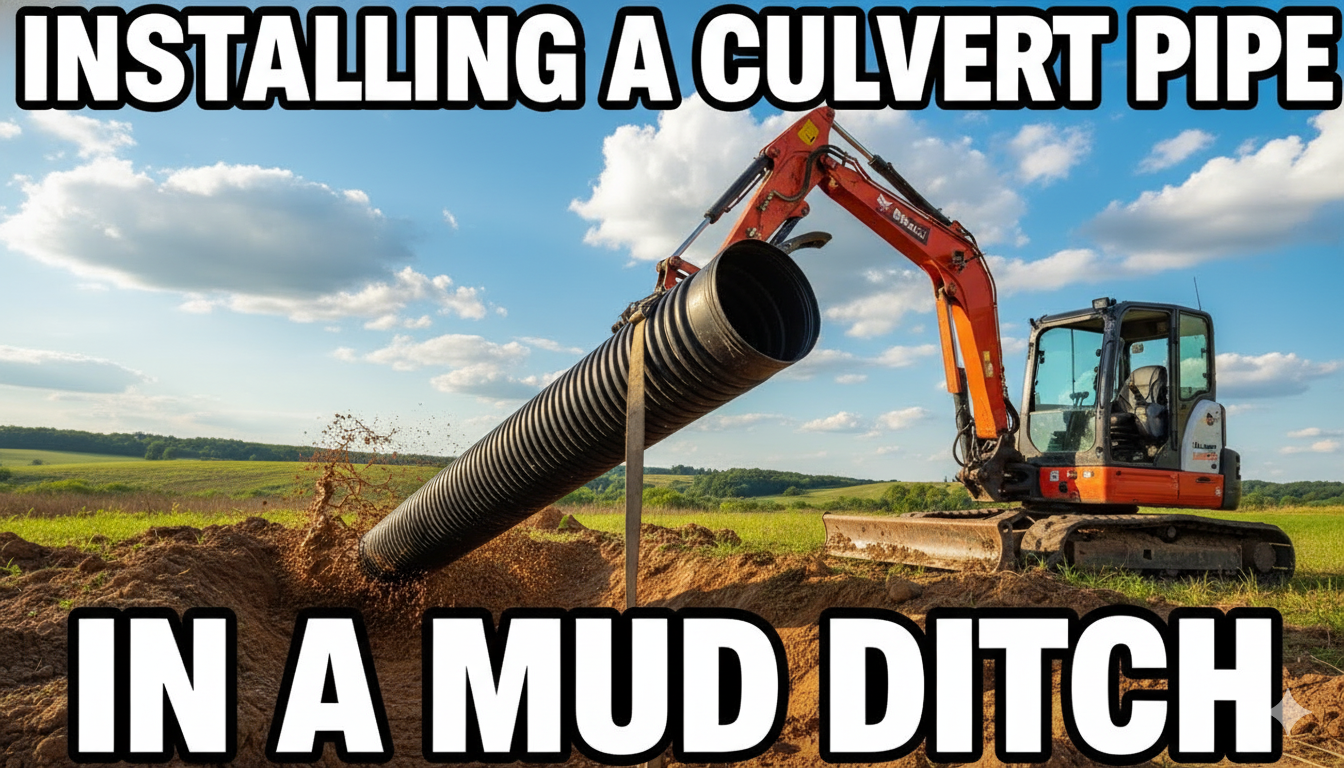 Installing a Culvert Pipe in a Mud Ditch | Bobcat E42 R Series Mini ...
