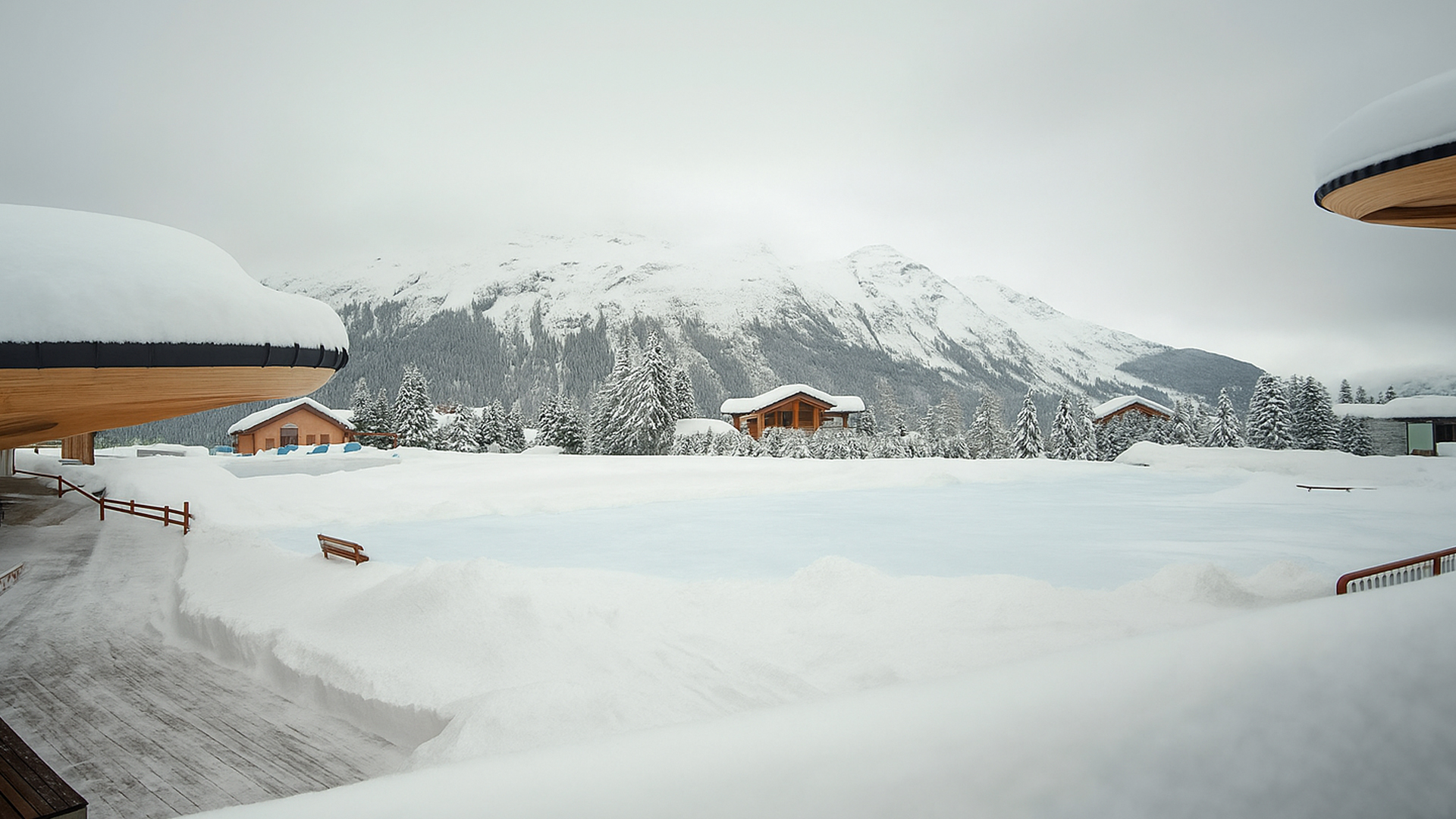 Walking Through St. Moritz, Switzerland After Fresh Snowfall