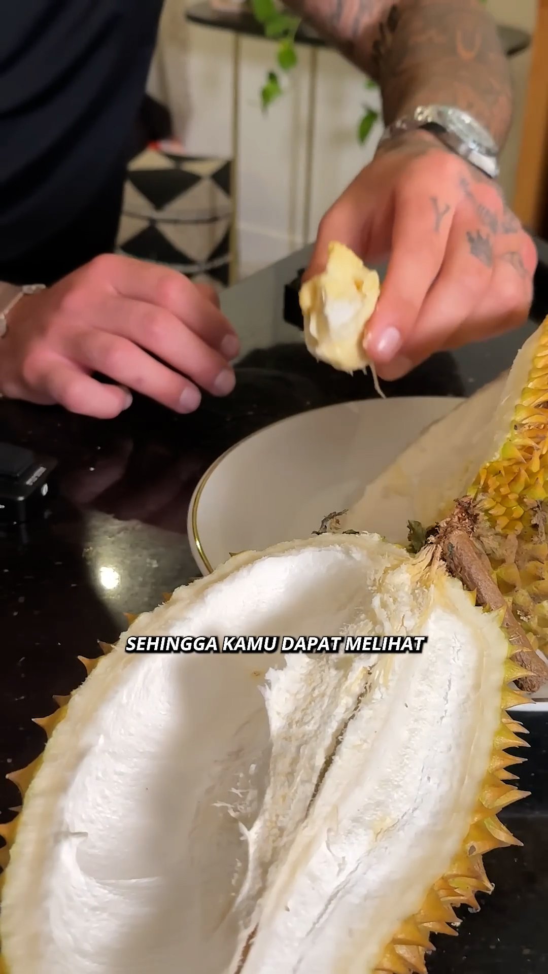 Trying Durian in Indonesia