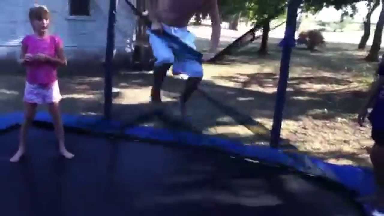 Epic Trampoline Net Fail Caught on Camera