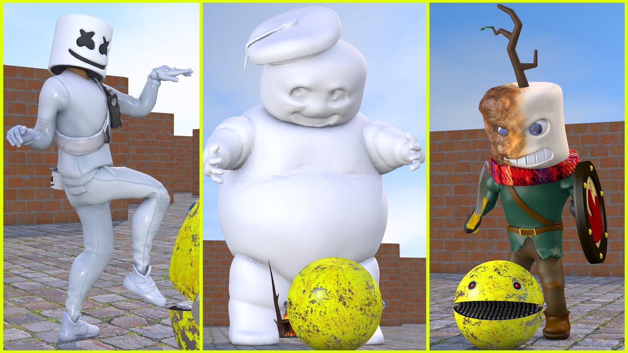 Robot Pacman vs Marshmallow Monsters