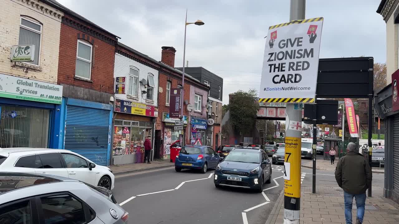 Pro-Palestine signs appear on streets surrounding Villa Park ahead of ...