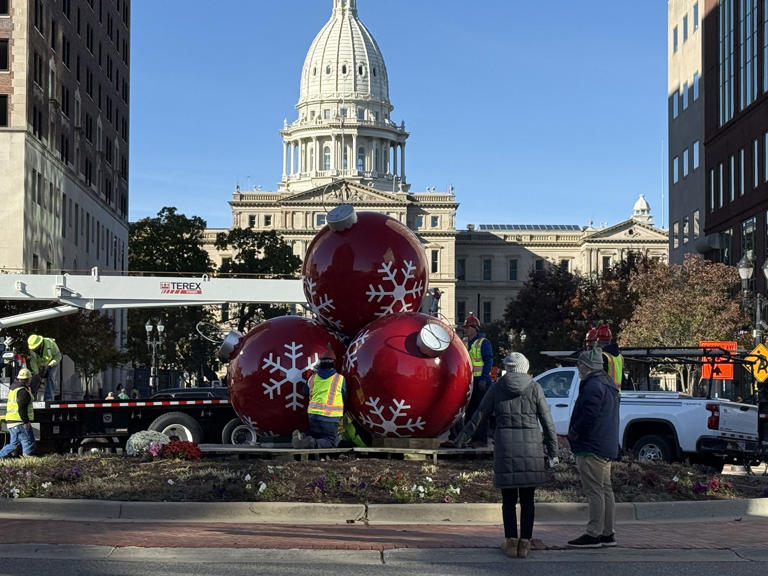 Lansing’s holiday ornaments installed downtown to kick off holiday season