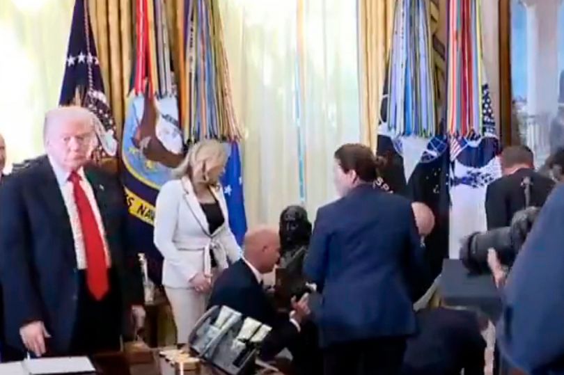 Trump watches on as man collapses during White House press conference