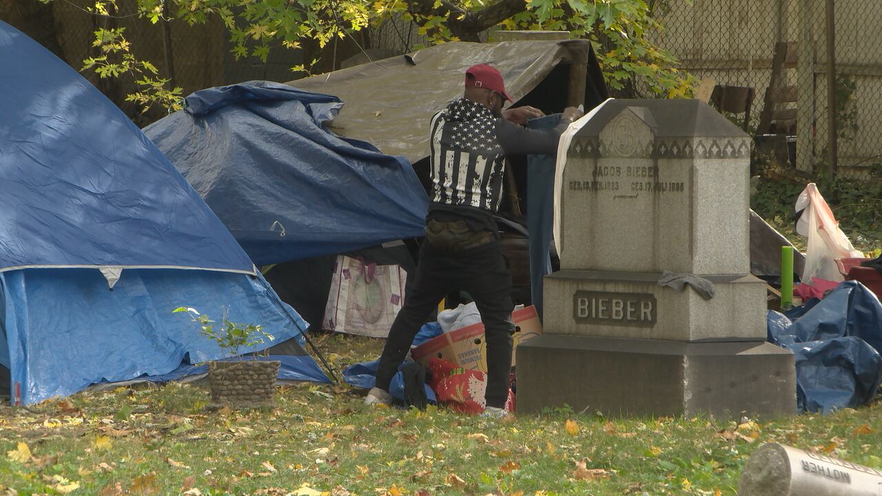 City of Cleveland looking for answers to cemetery homeless encampment
