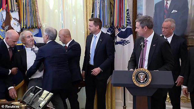 Trump drug event scrapped after man drops to the ground in Oval Office