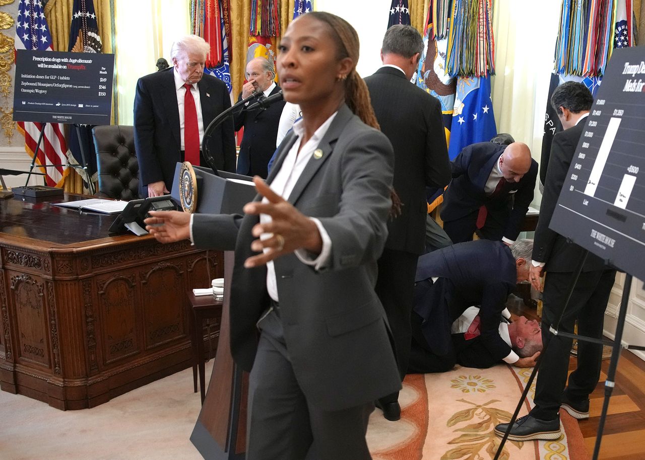 Trump Press Conference Abruptly Ends as Man Suffers Medical Emergency ...