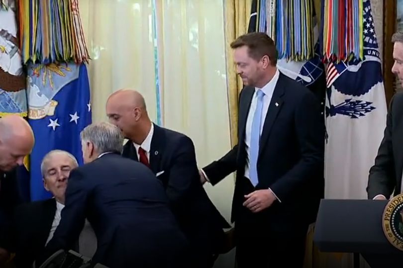 Trump slammed for his reaction to man collapsing inches away from him