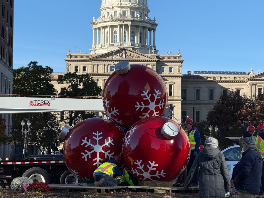 Lansing’s holiday ornaments installed downtown to kick off holiday season