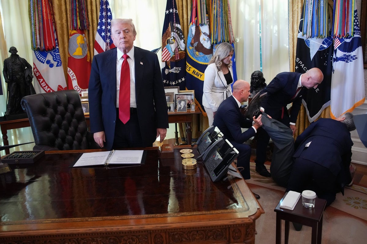 Official passes out in Oval Office during Trump announcement