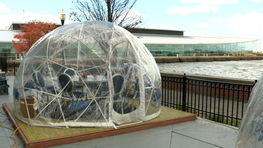 Enjoy a meal in an igloo at Two45 Waterfront Grille