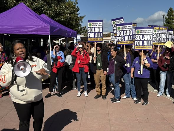 Unions once again picket for fair services in Solano