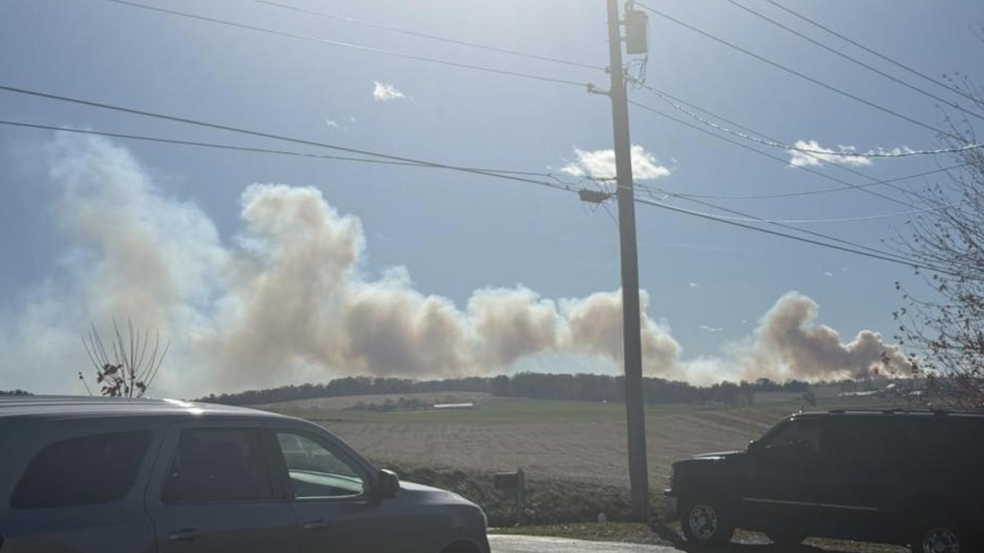 Crews fight large field fire started by burning trash in Franklin County