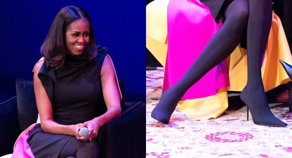 Michelle Obama Returns to Balenciaga Knife Boot for Podcast Taping
