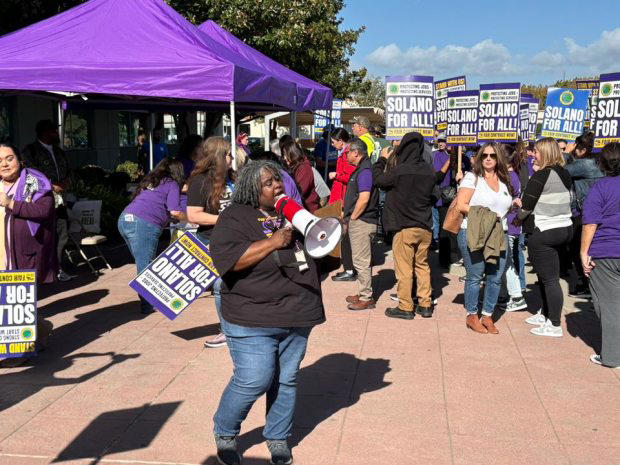 Unions once again picket for fair services in Solano