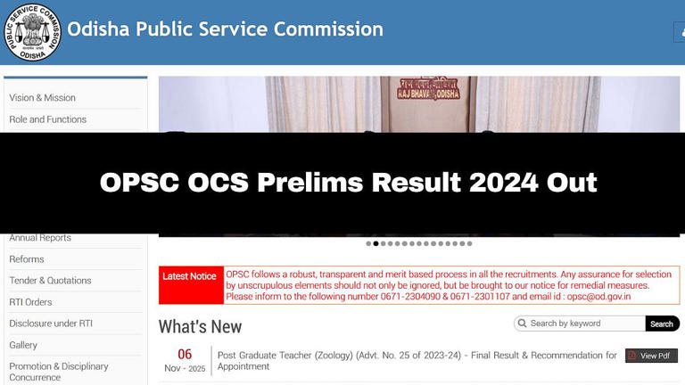 OPSC OCS Prelims Result 2024 Declared; Check Details Here