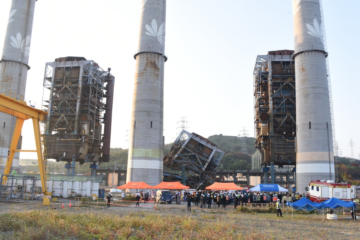 Three dead and two missing after tower collapses at old power plant