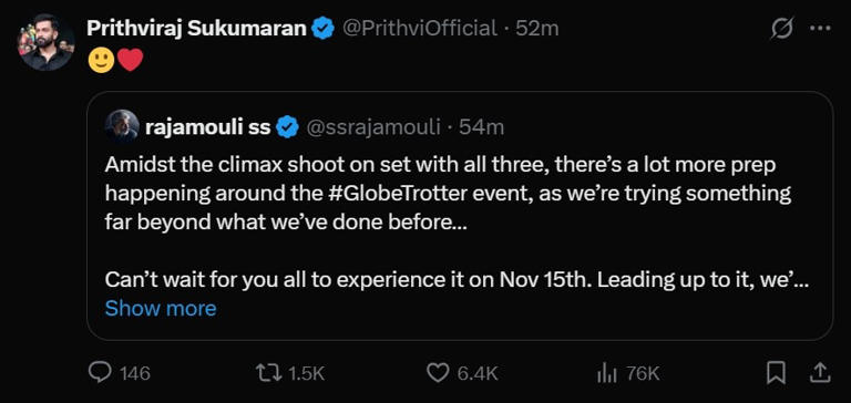 Rajamouli to launch Prithviraj's first-look poster today ahead of grand ...