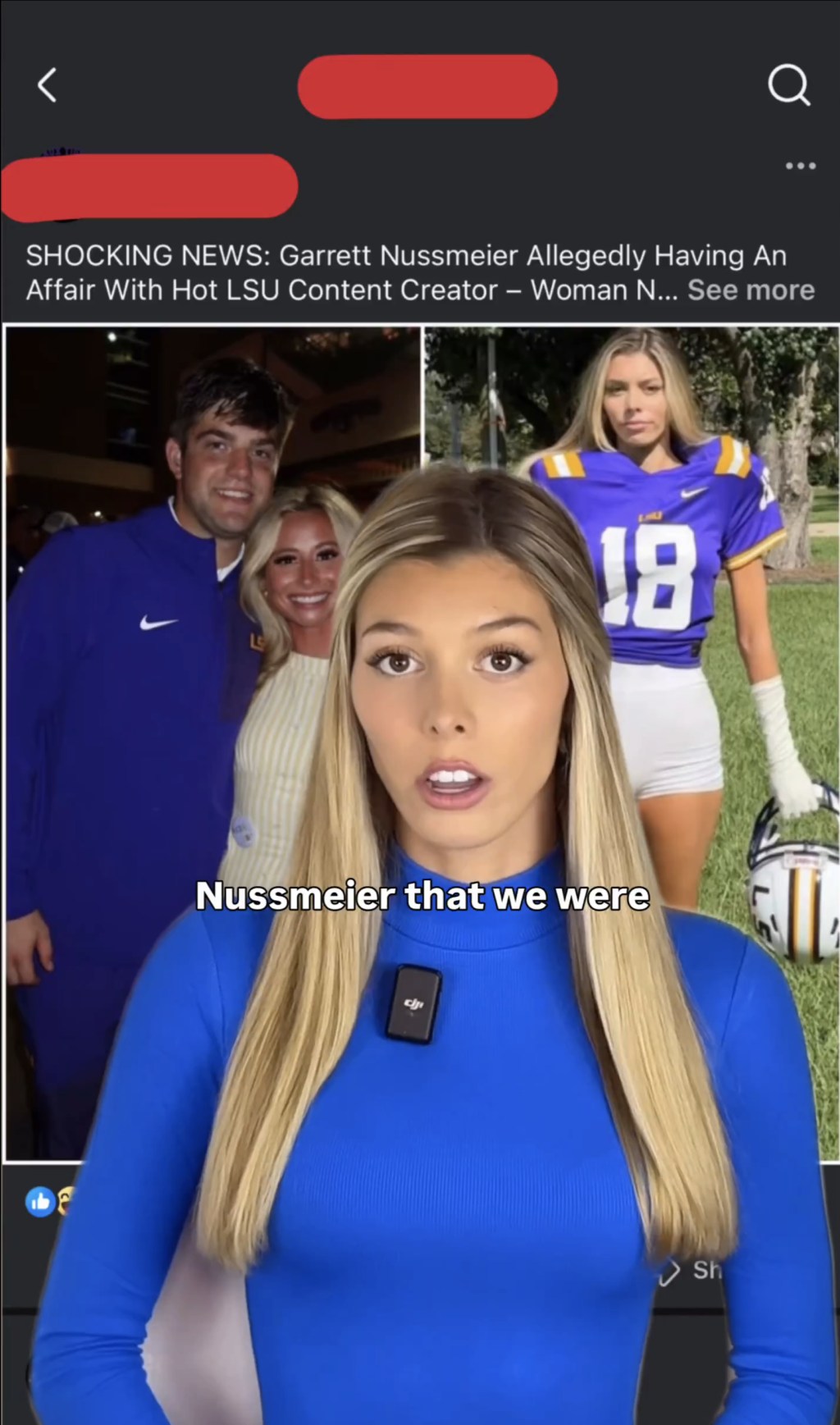 Football influencer denies having an affair with engaged LSU ...