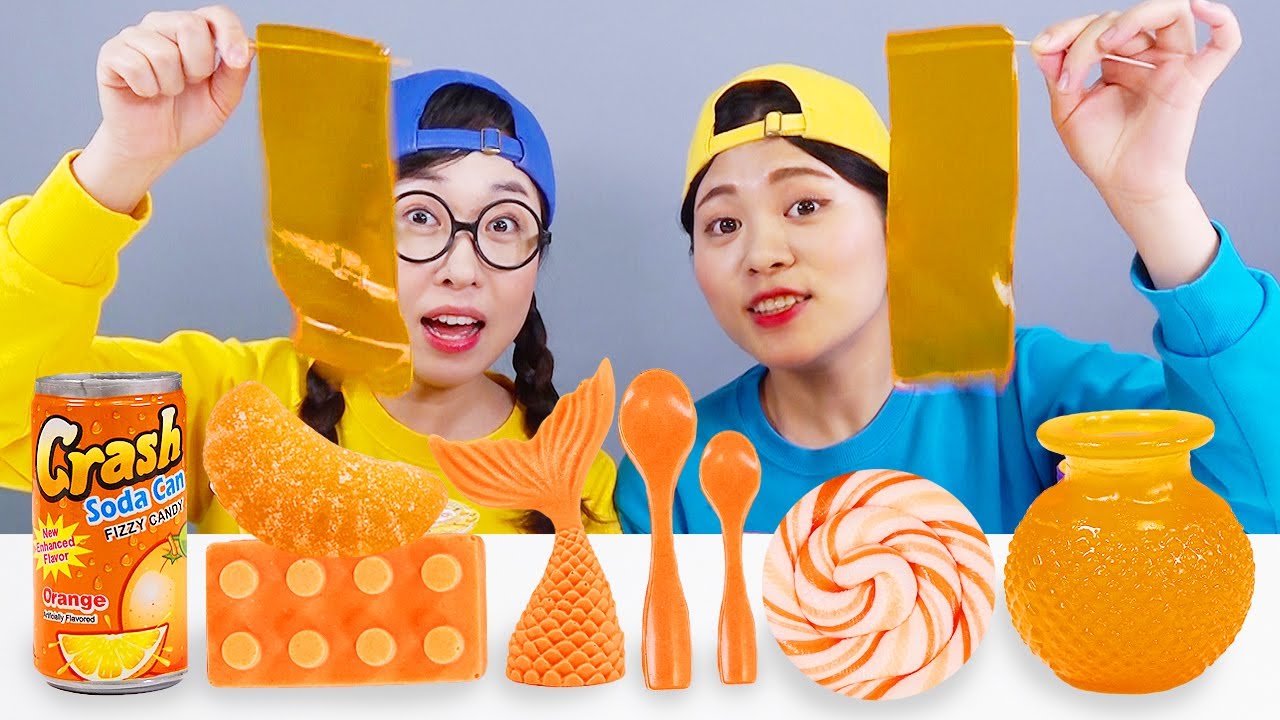 Makanan penutup jeruk makanan jeli Mukbang DONA