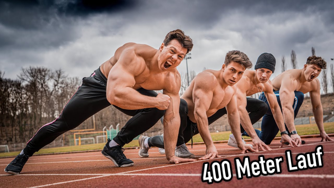 Bodybuilder beim 400 Meter Lauf!🏃
