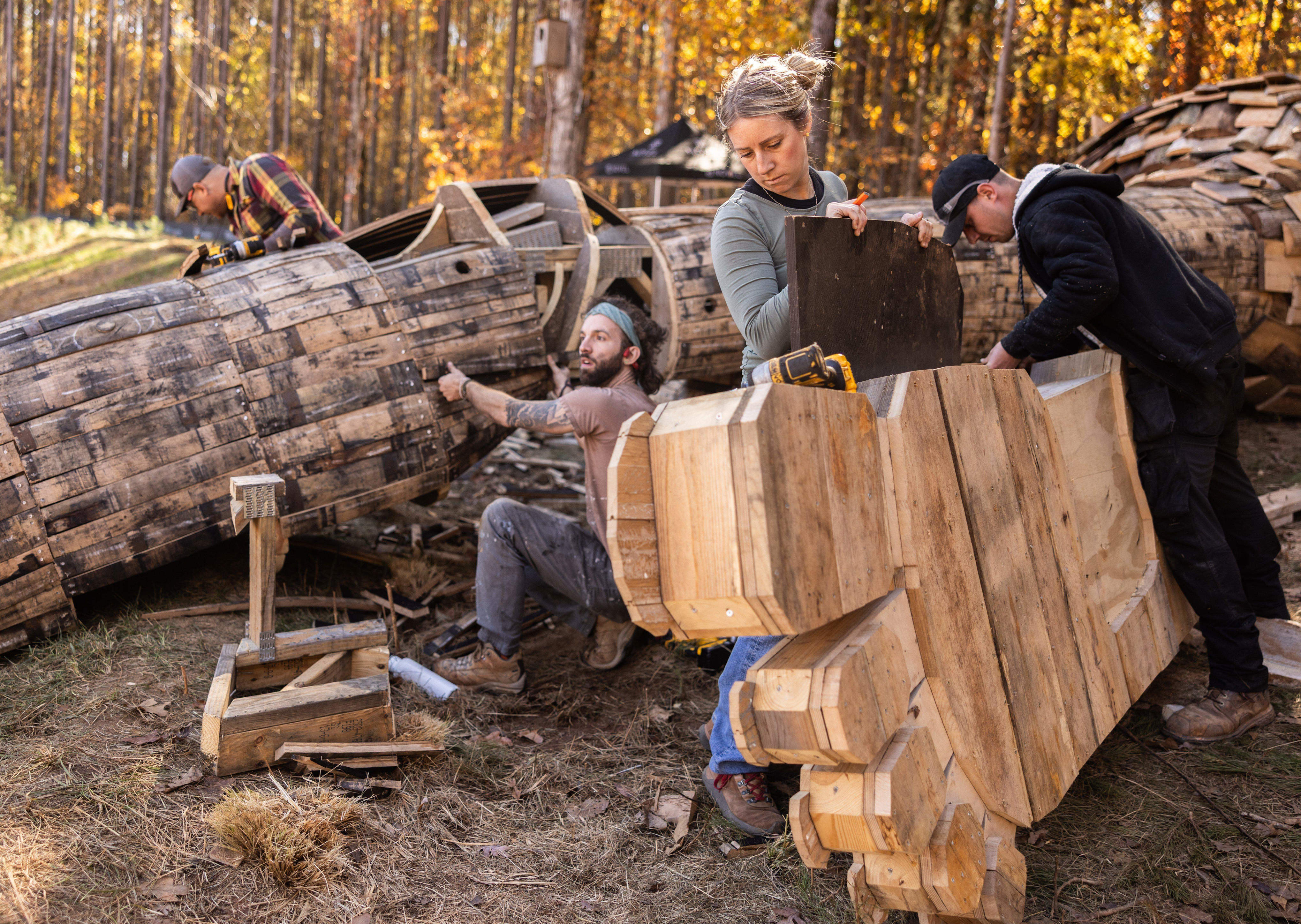 A 65-foot wooden troll arrived in Charlotte to watch over the River ...