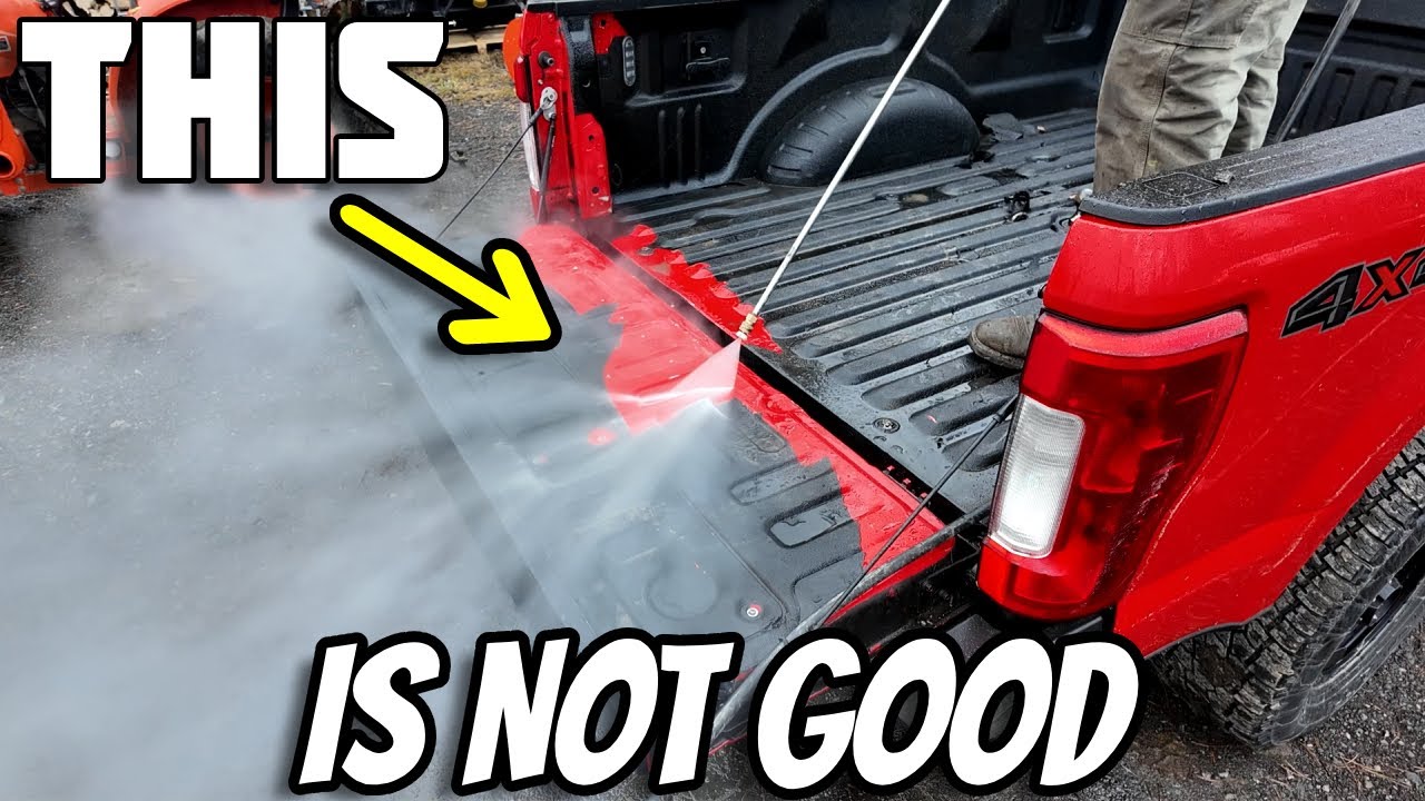 Removing truck bedliner with power washer
