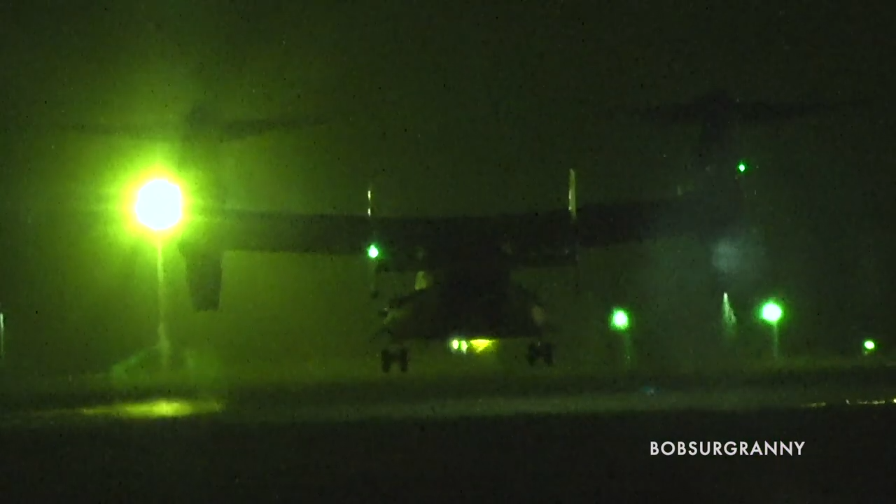 Watch the CV22 Osprey Create a Glowing Green Halo in the Night Sky