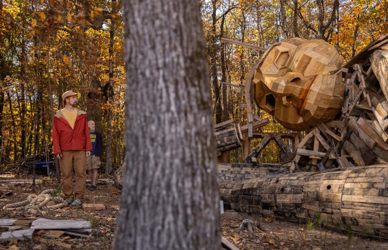 A 65-foot wooden troll arrived in Charlotte to watch over the River ...