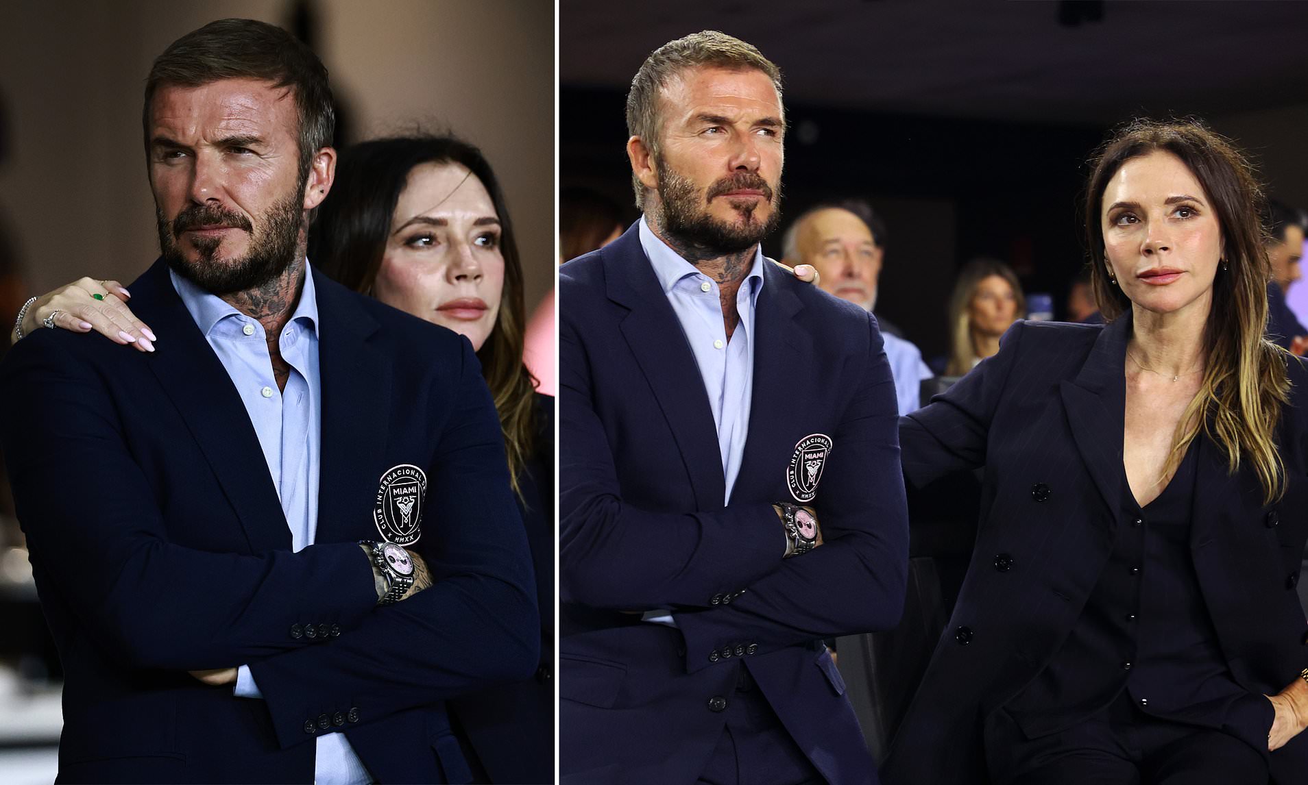 Victoria Beckham is every inch the supportive wife as she wraps her arm ...