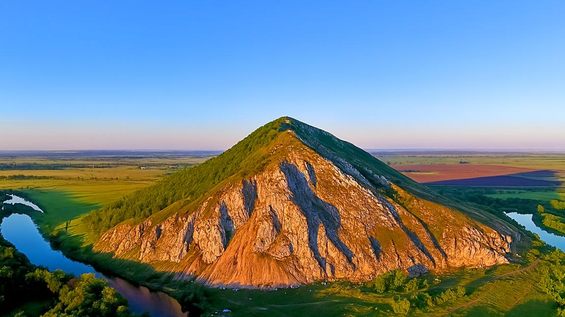 Russia – Aerial View of Single Hill