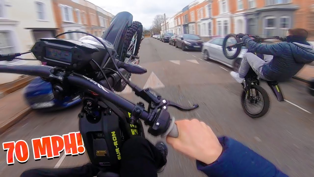 Full-sized urban electric dirtbike madness in streets