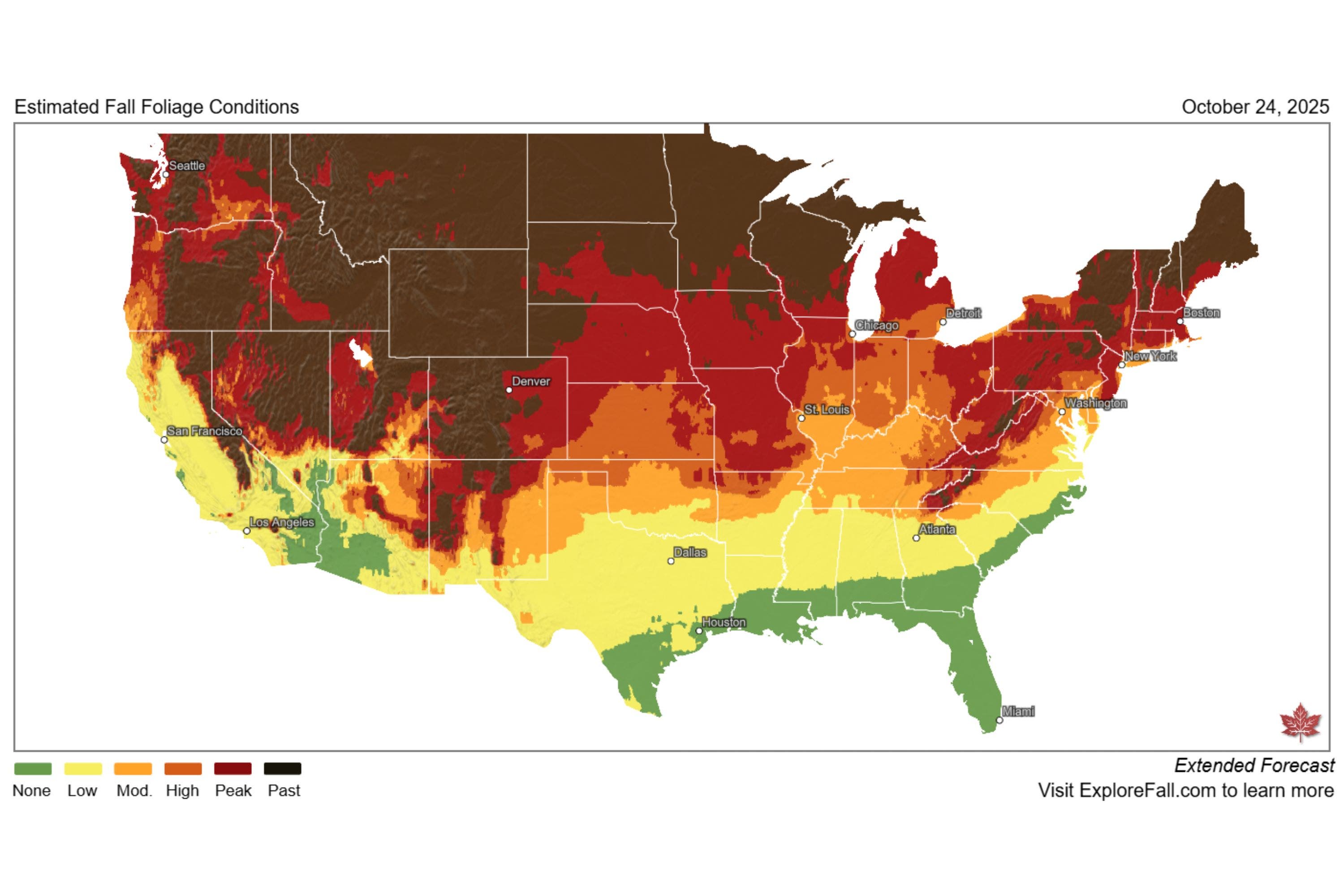 Fall foliage map shows best states for changing leaves