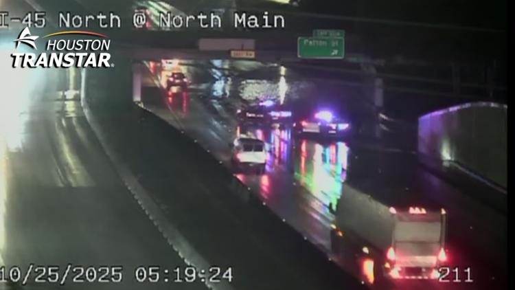 High water shuts down lanes of North Freeway at Patton