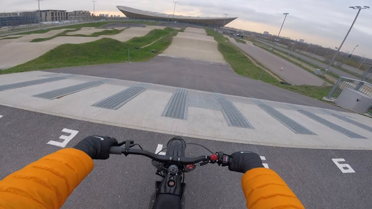 Little Harry escapes while riding dirt bikes on an Olympic track