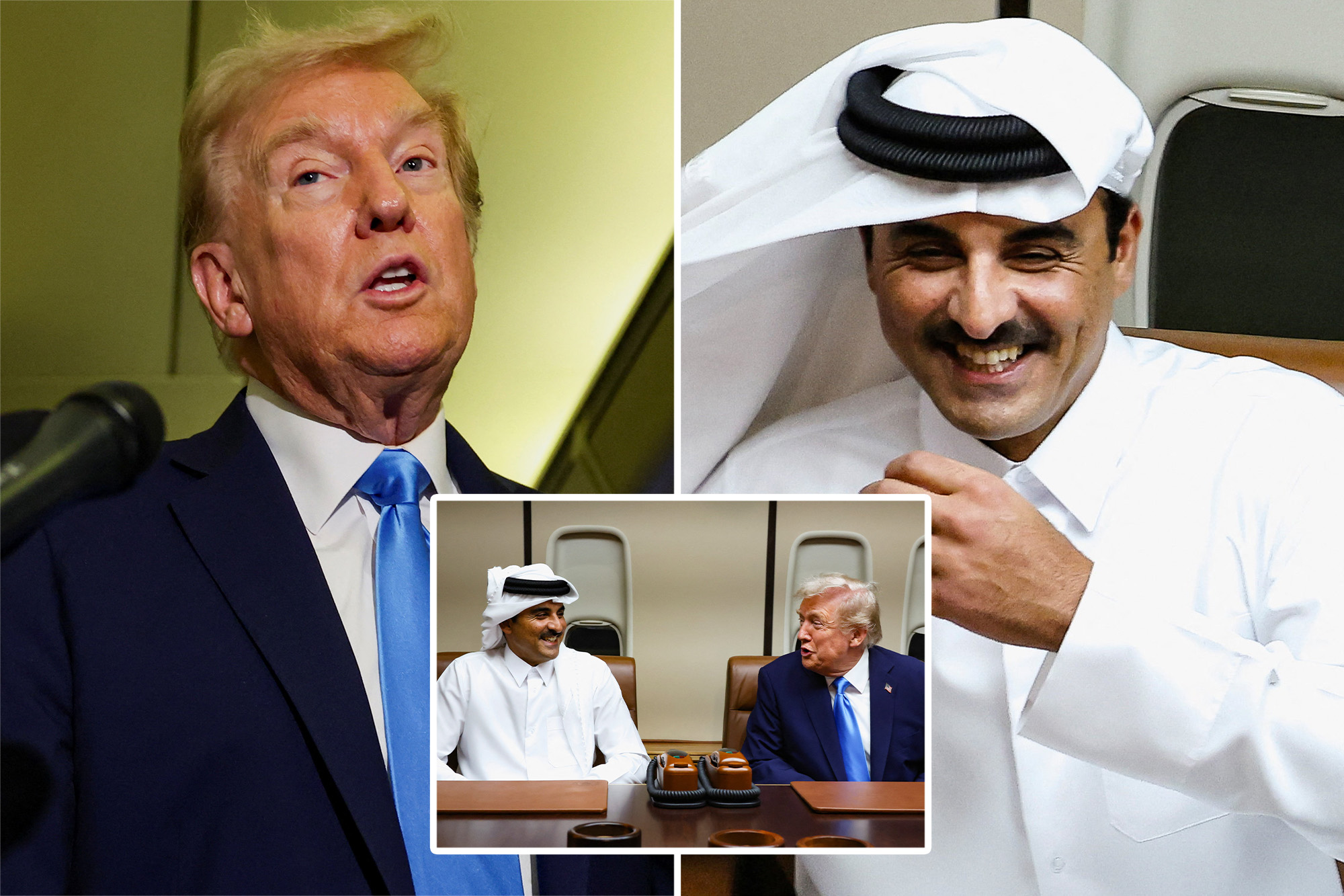 Trump hosts Emir of Qatar on Air Force One as he makes way to Asia