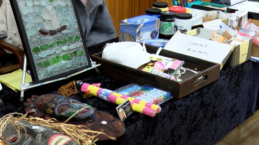 Artists exchange and sell supplies at Lake Erie Fiber Arts event