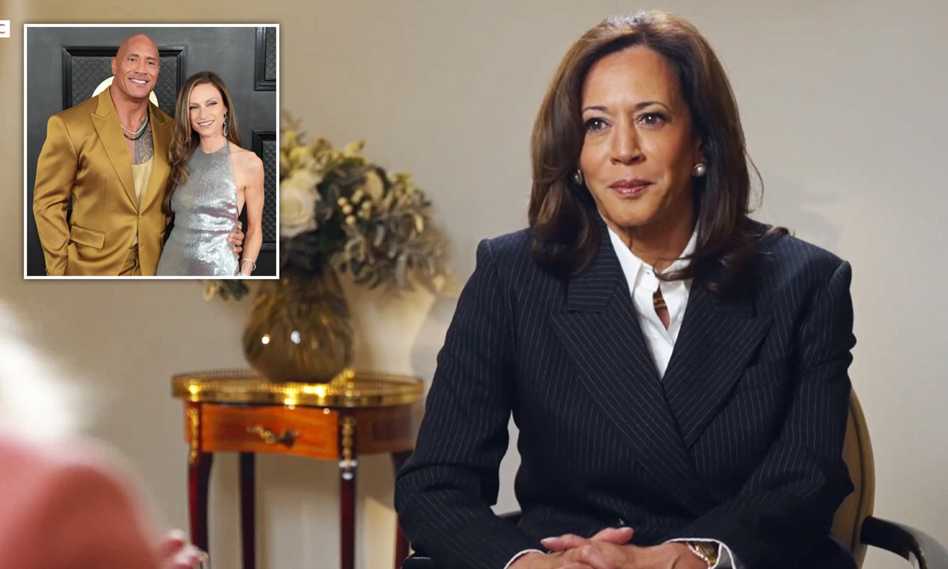 Kamala's reaction as she's told Dwayne 'The Rock' Johnson has a better ...