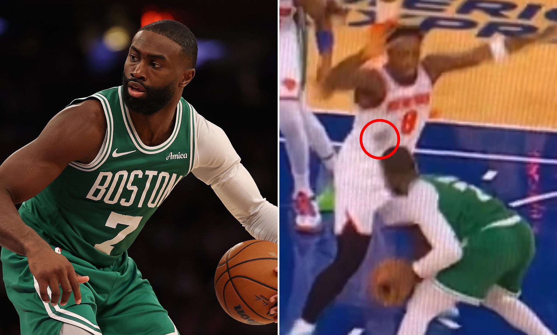 Boston Celtics star Jaylen Brown suffers awkward hairline humiliation in defeat to New York Knicks