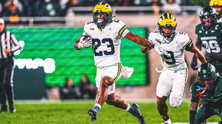 No. 25 Michigan Rushes For 200-Plus Yards in Win vs. Michigan State