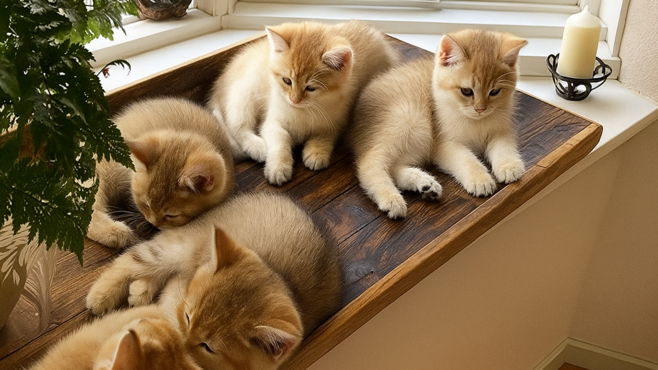 Kittens Afternoon Nap in the Sunlight