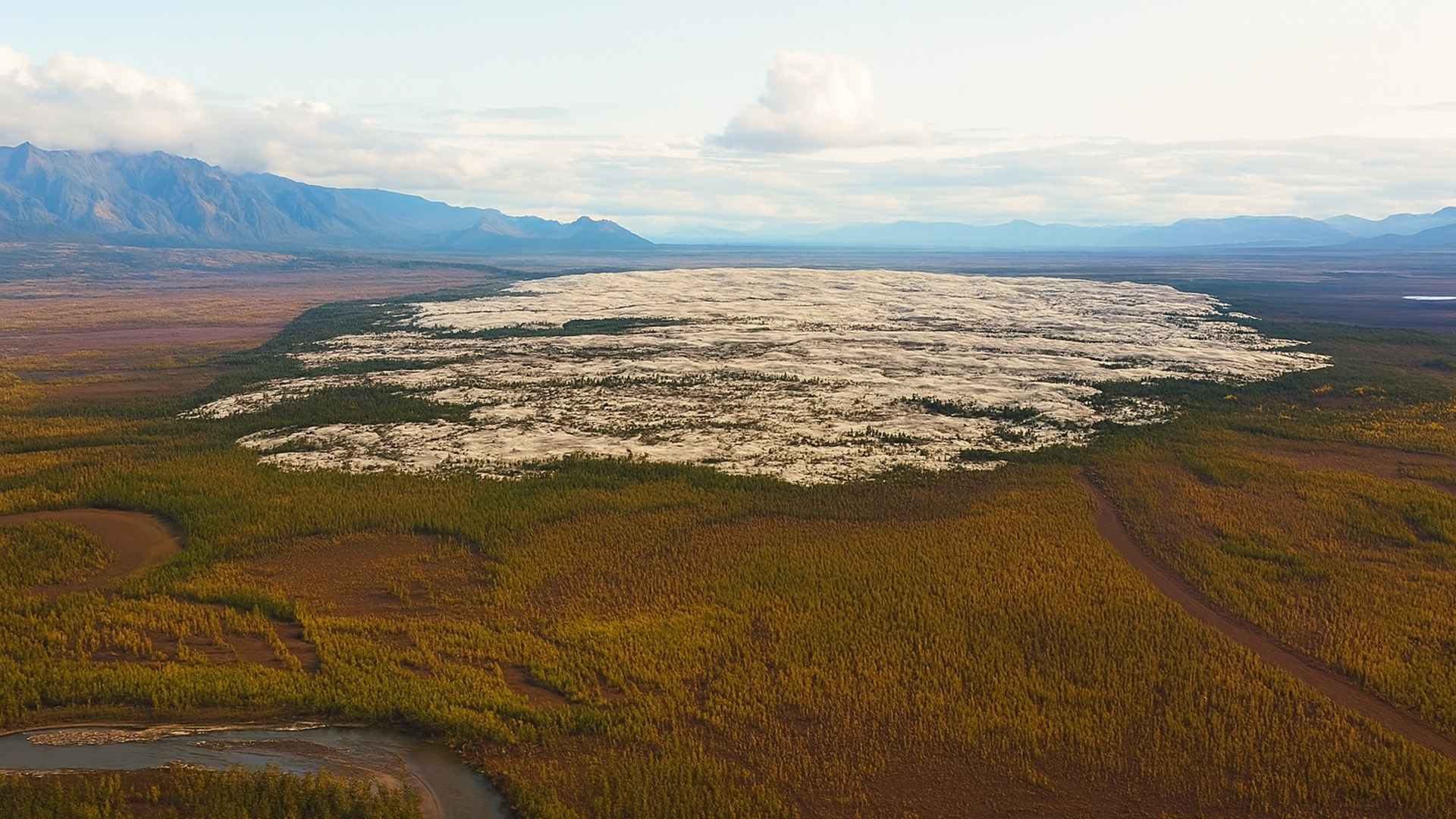 Chara Sands and Forest Landscape in Siberia, Russia in 4K