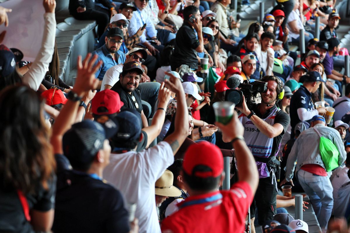 Wild scenes: Fight erupts on the stands at Mexico GP