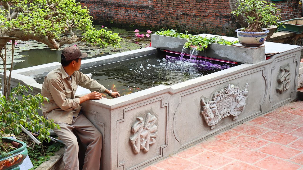 How to make outdoor aquarium (7m³) - DIY backyard garden pond (step-by ...