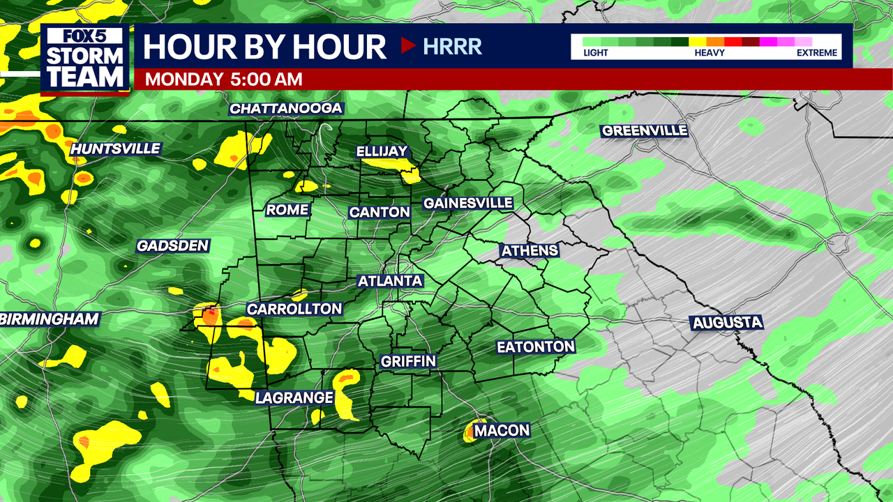 Metro Atlanta weather: Widespread rain Sunday into Monday