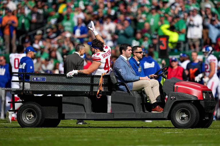 Cam Skattebo's horrific injury on 'illegal' Eagles play sees NFL ...