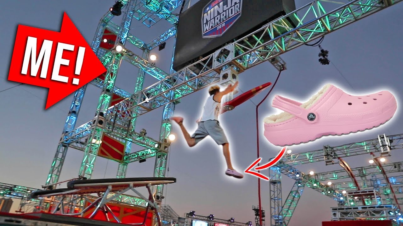 Running the American Ninja Warrior course in Crocs