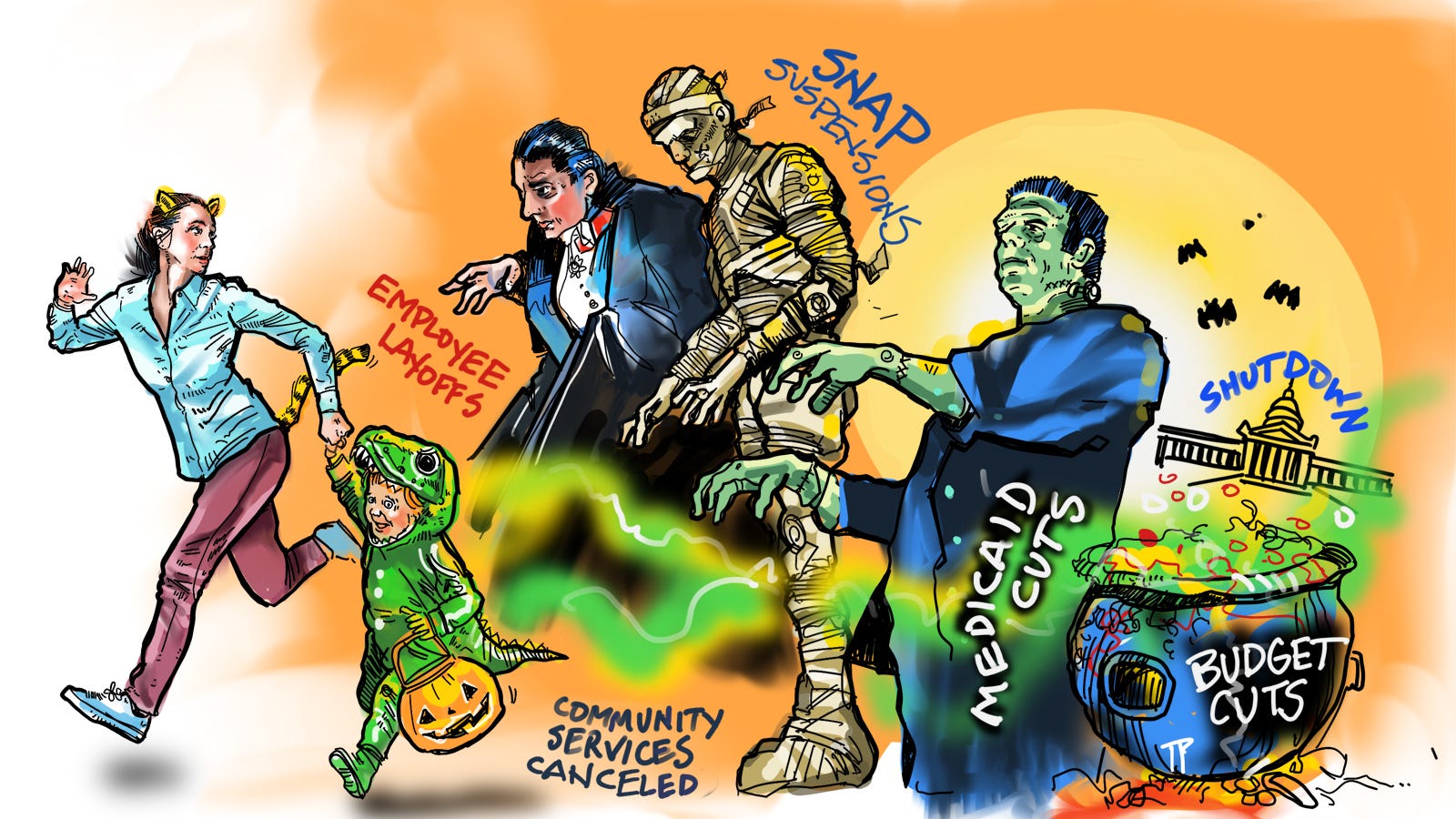 Monsters many Oklahomans are facing aren't the Halloween kind | Cartoon