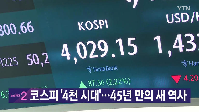 [YTN 실시간뉴스] 코스피 '4천 시대'...45년 만의 새 역사